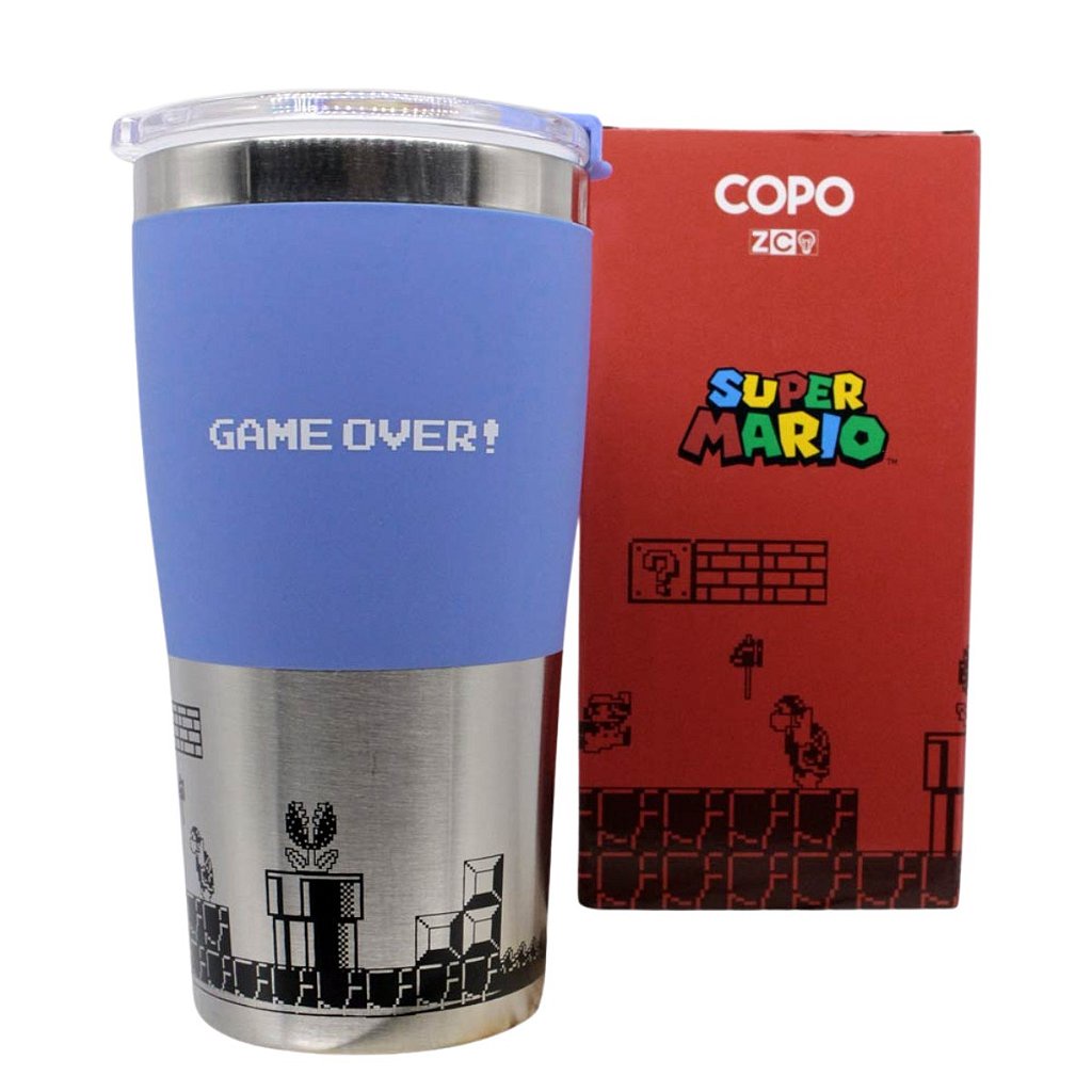 Copo Super Mario Game Over Semi-térmico 450ml Com Tampa Para Viagem ...