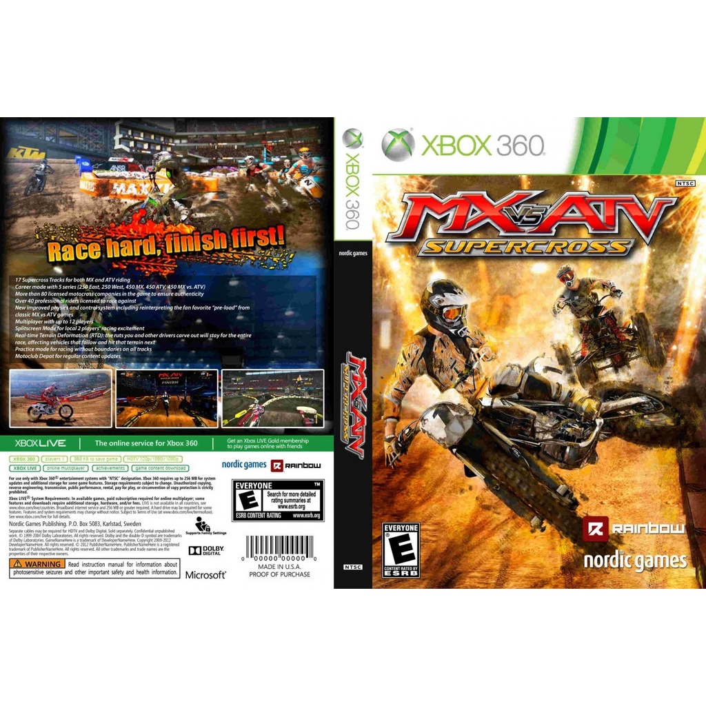 MX Vs ATV Supercross P/ XBOX360 (LTU/LT/JTAG/RGH) | Shopee Brasil