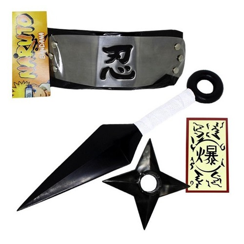 Kit Naruto - Kunai Naruto + Shuriken + Bandana Shinobi K189 | Shopee Brasil