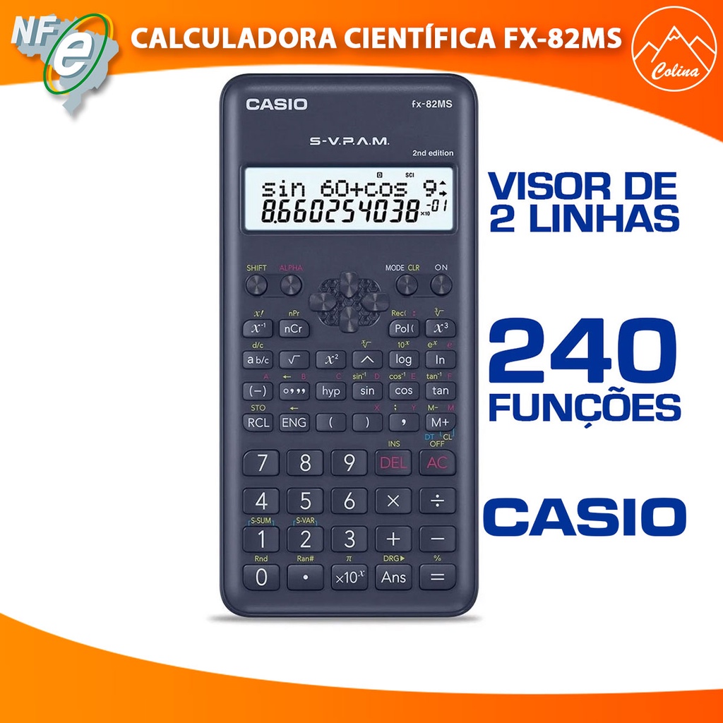 Calculadora Científica Casio Fx-82ms 240 Funções - Original Despacho ...