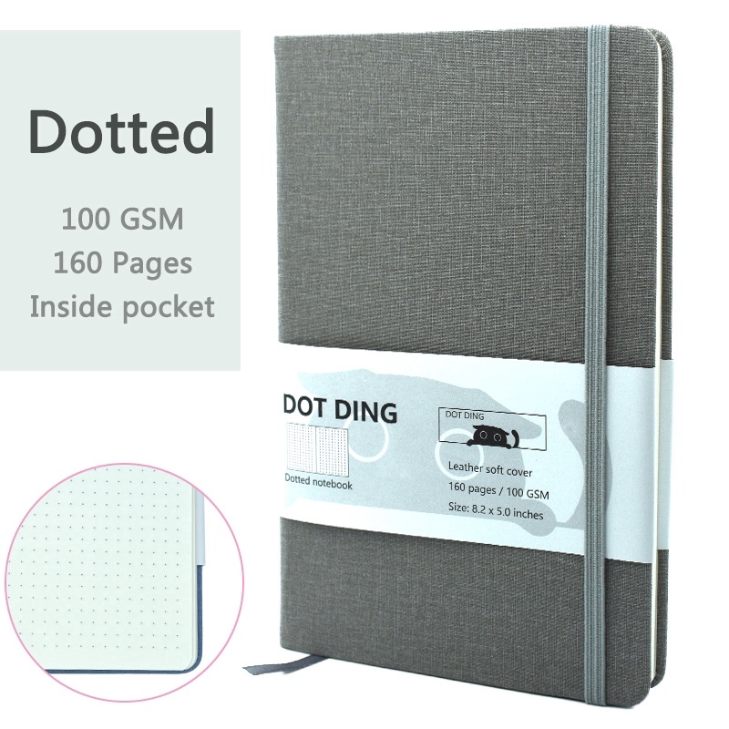 Novo bujo Notebook Journal Dots Páginas A5 , Capa Macia De Couro , 160 ...