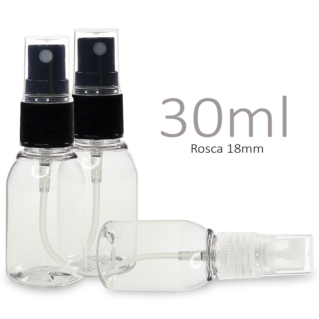 50 Frascos Plástico Pet 30ml Cilíndrico Com Válvula (Preto/Incolor) Spray | Shopee Brasil