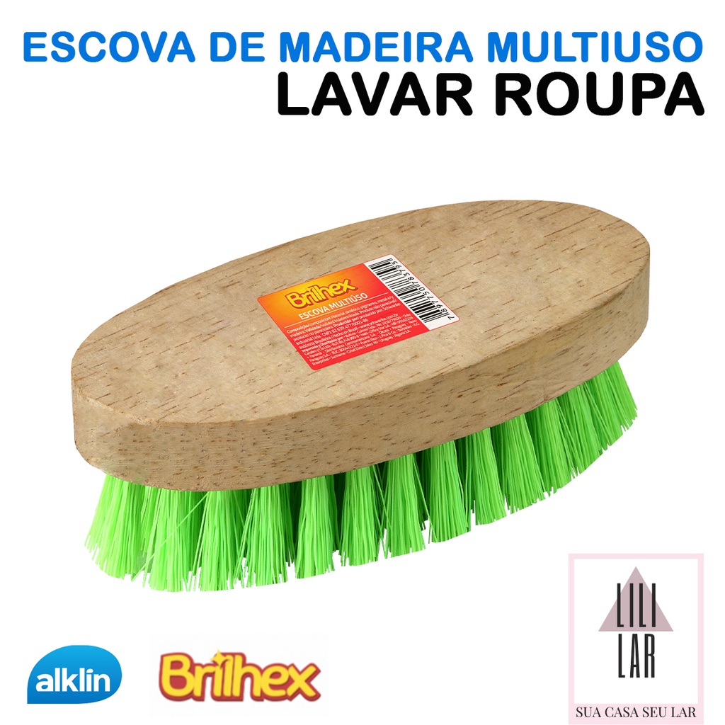 Escova Lavar Roupa de Madeira Multiuso Limpeza Roupa Objetos Tênis ...