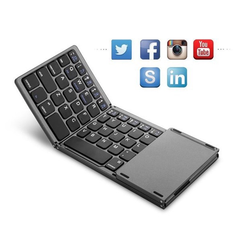 Mini Teclado Dobrável Sem Fio Bluetooth Três Dobras Para Notebook ...