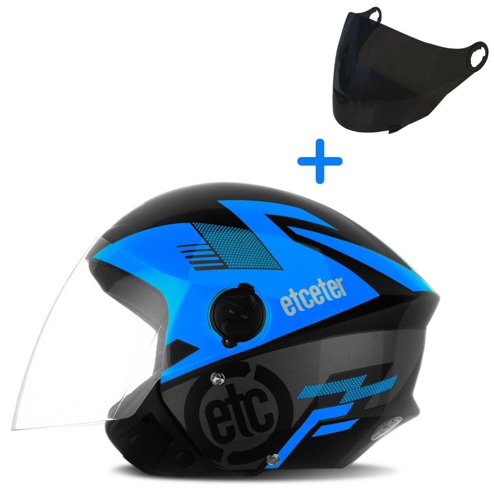 Kit Capacete Moto Aberto Etceter Open Viseira Cristal + Fume Modelo New ...