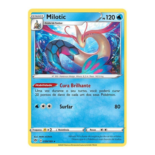 Kit Carta Pokémon Milotic Holográfico E Feebas Original Pt | Shopee Brasil