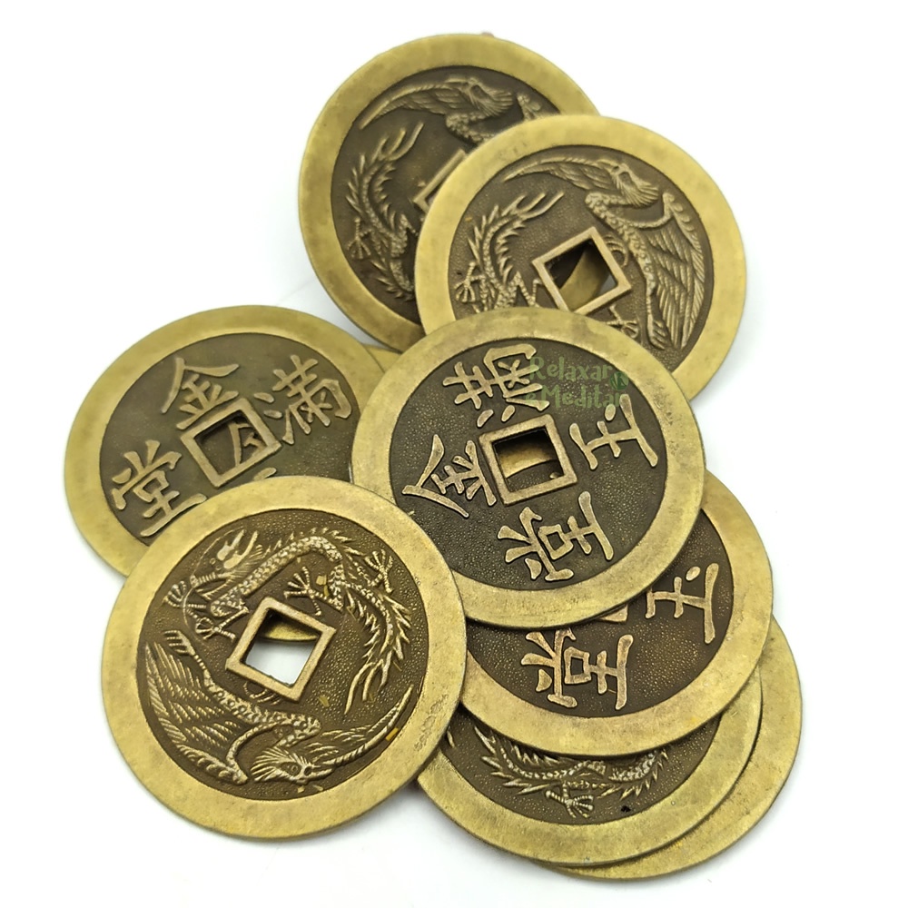 Kit com 3 Moedas Chinesas Grande (5cm), Feng Shui, Prosperidade, Sorte ...