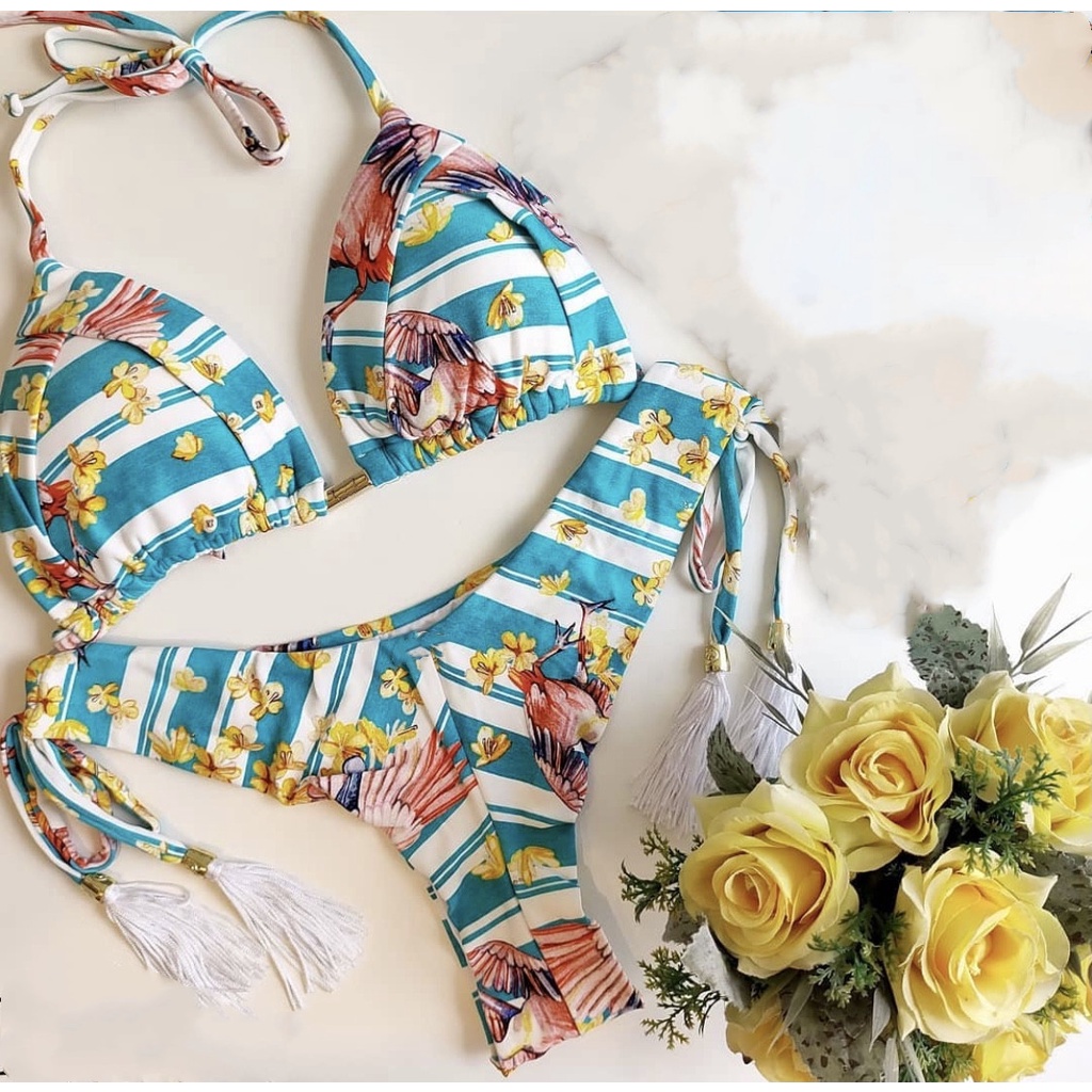 Biquini Feminino Split Impresso Triângulo Biquíni Wading Sports Tight Casual Surfing | Shopee Brasil