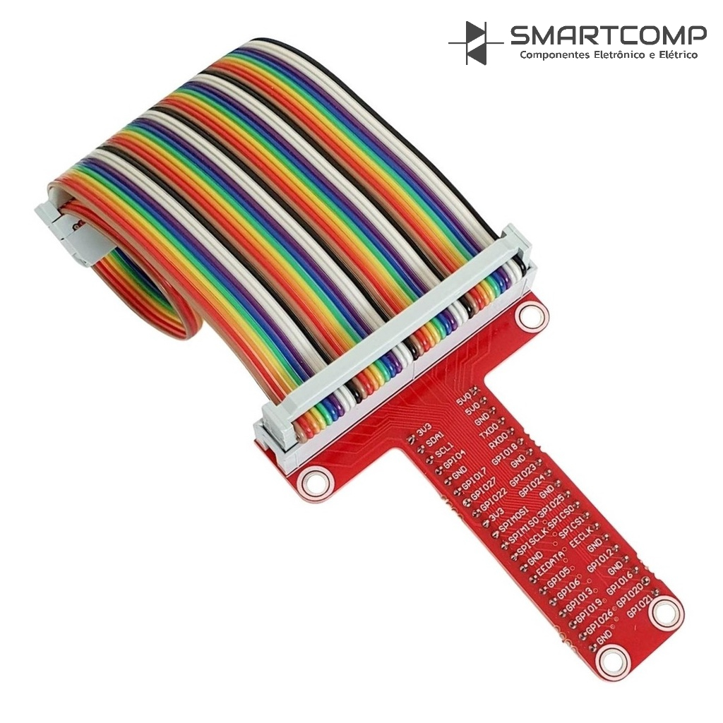Kit Cabo Flat para Pinos GPIO + Modulo Adaptador de Protoboard para ...