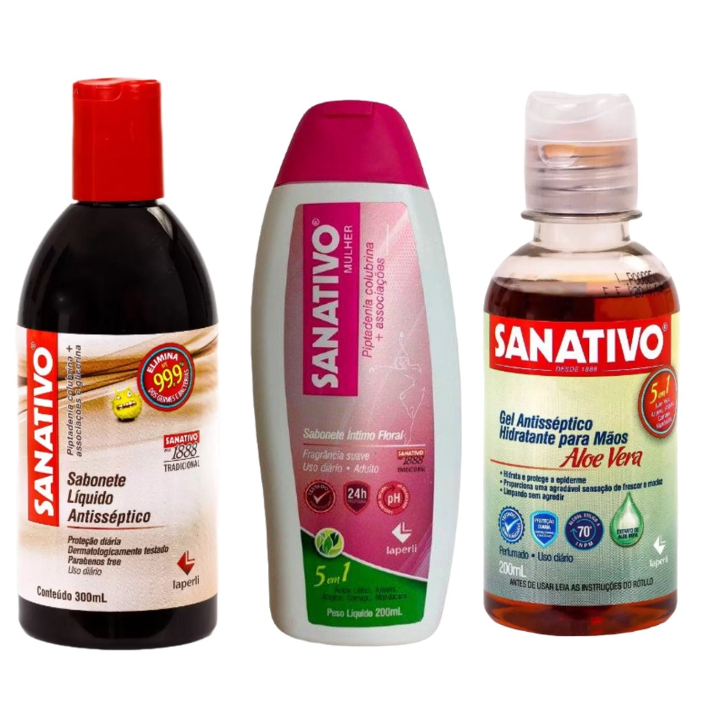 Kit Sanativo Sabonete Líquido , Sabonete e Gel Antisséptico Para Mãos ...