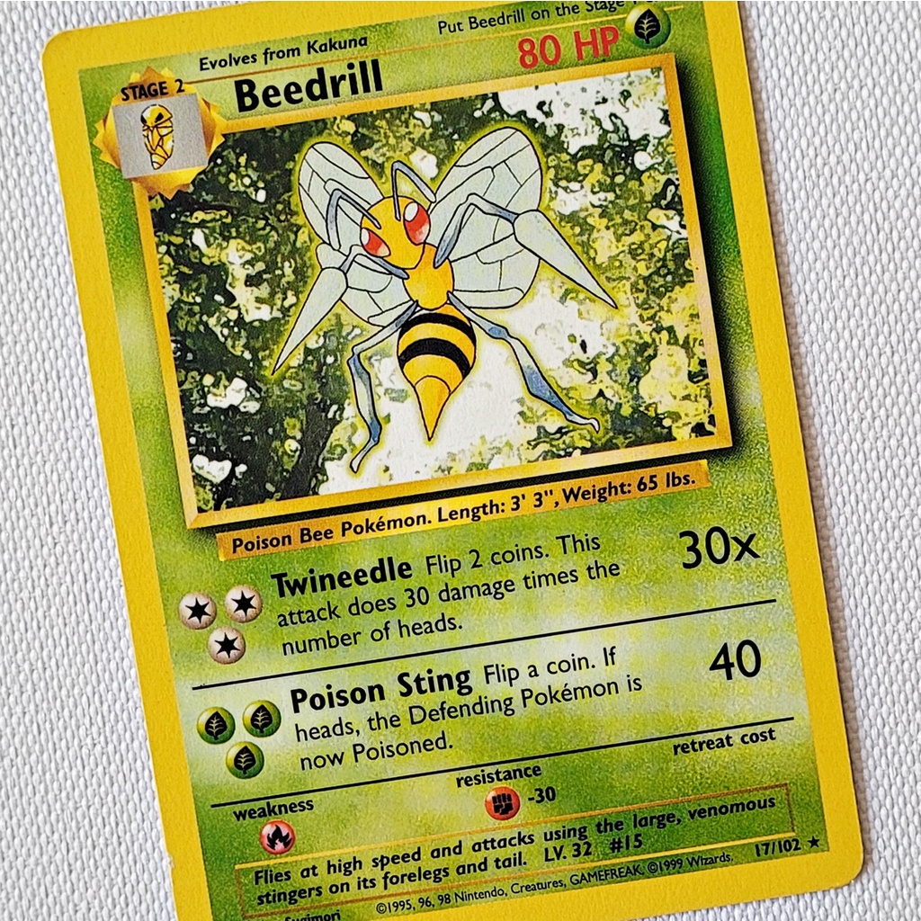 Carta Antiga Pokemon Beedrill 17/102 Rare Base Set Original Card ...
