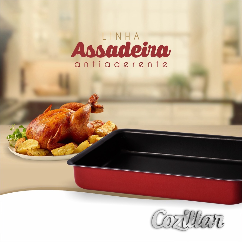 Forma Assar Frango Grande Antiaderente Torta Pão Bolo Assados 44 Cm 5 ...