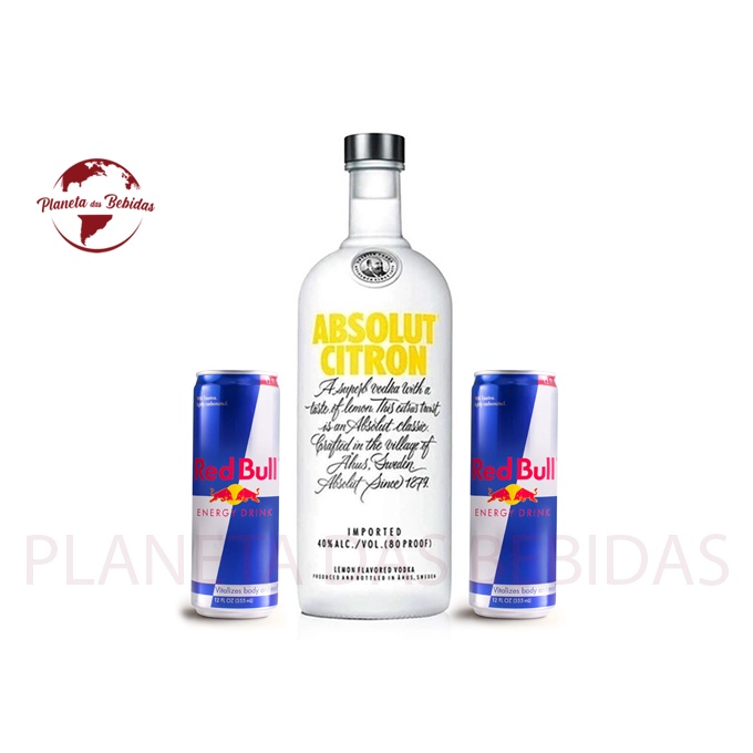 Combo 1 Vodka Absolut Citron 750 ml + 2 energético Red Bull 250 ml ...