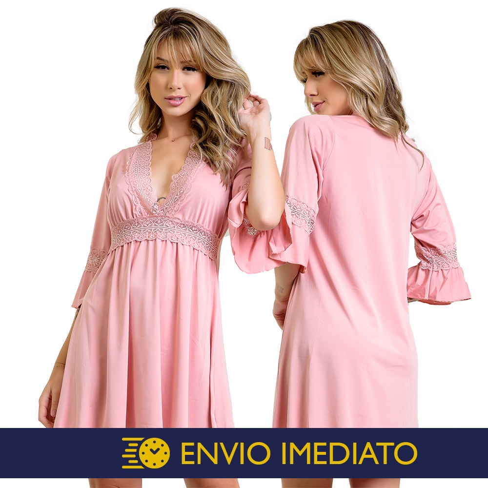 Camisola Amamentação Detalhe Em Renda Manga Bufante Lindas Cores | 842 ...