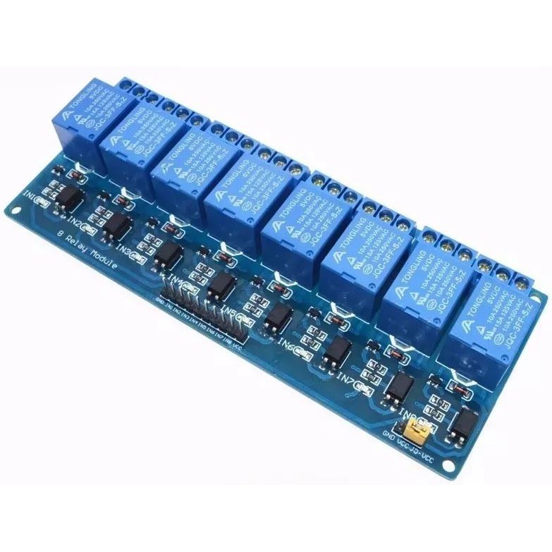 Módulo Rele Arduíno 8 Canais 5 Volts 10a | Shopee Brasil