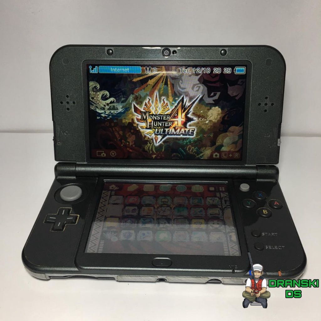 Nintendo New 3DS XL Edicao Monster Hunter 16GB 54 Jogos e Brinde
