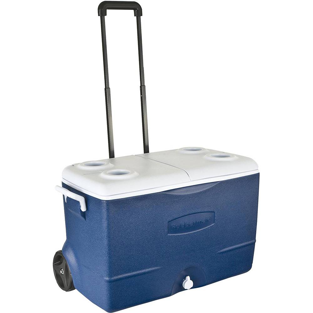 Cooler térmico com Rodas 56 Litros Azul RB073 - Rubbermaid | Shopee Brasil