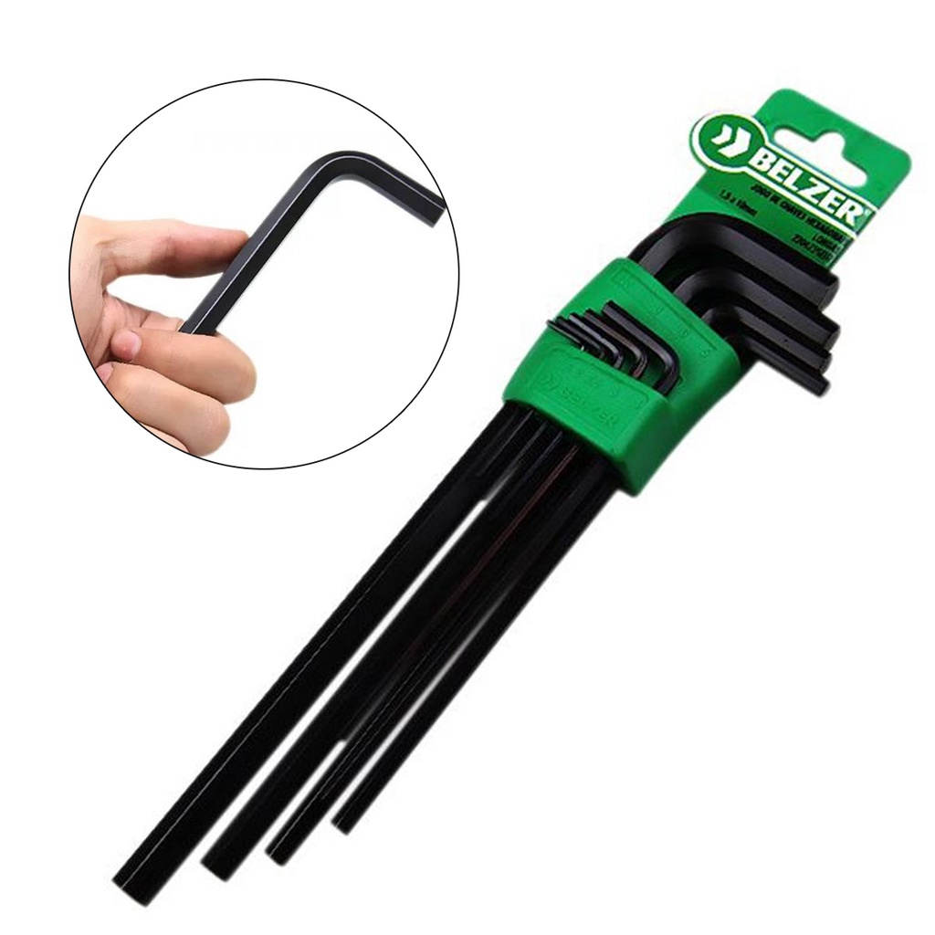 Kit Chave Allen Hexagonal Longa 9Pçs 1,5-10mm Belzer | Shopee Brasil