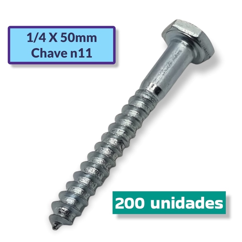 Parafuso Sextavado Soberba 1/4 x 50mm ---200 unidades | Shopee Brasil