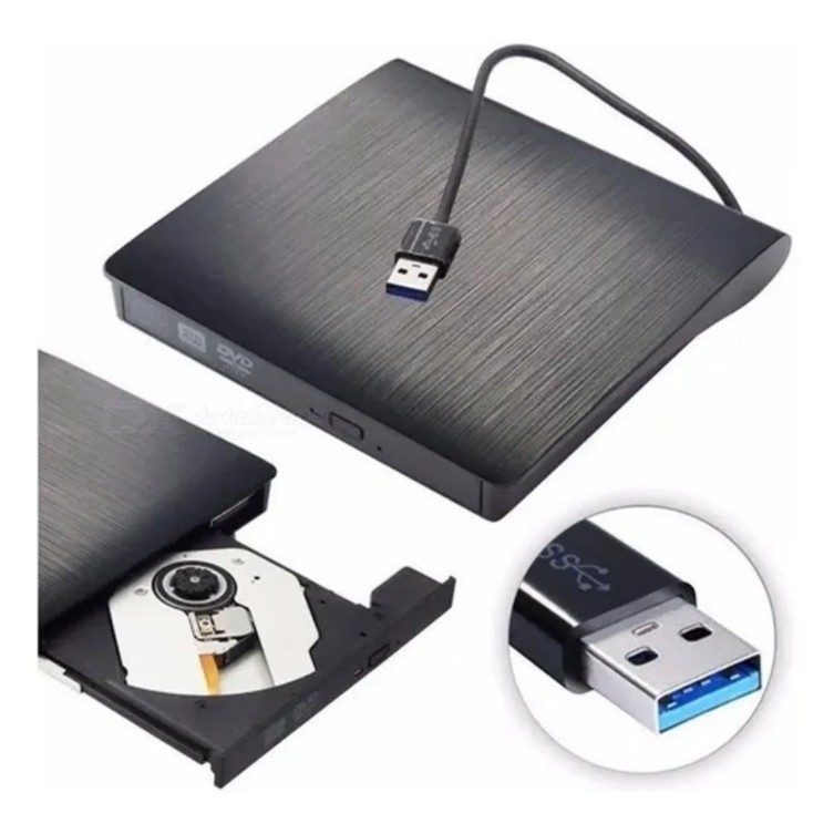 Leitor E Gravador Cd Dvd Externo Slim Preto Usb 3.0 P/ Pc | Shopee Brasil
