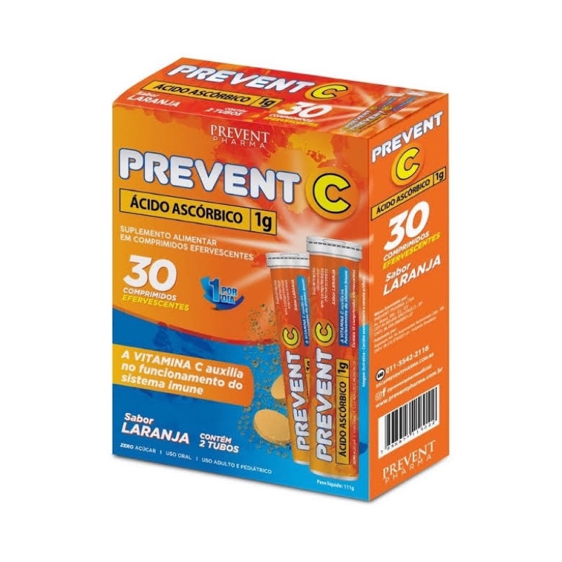 Prevent C Vitamina C 1g 30 Cp Efervescentes Prevent Pharma | Shopee Brasil