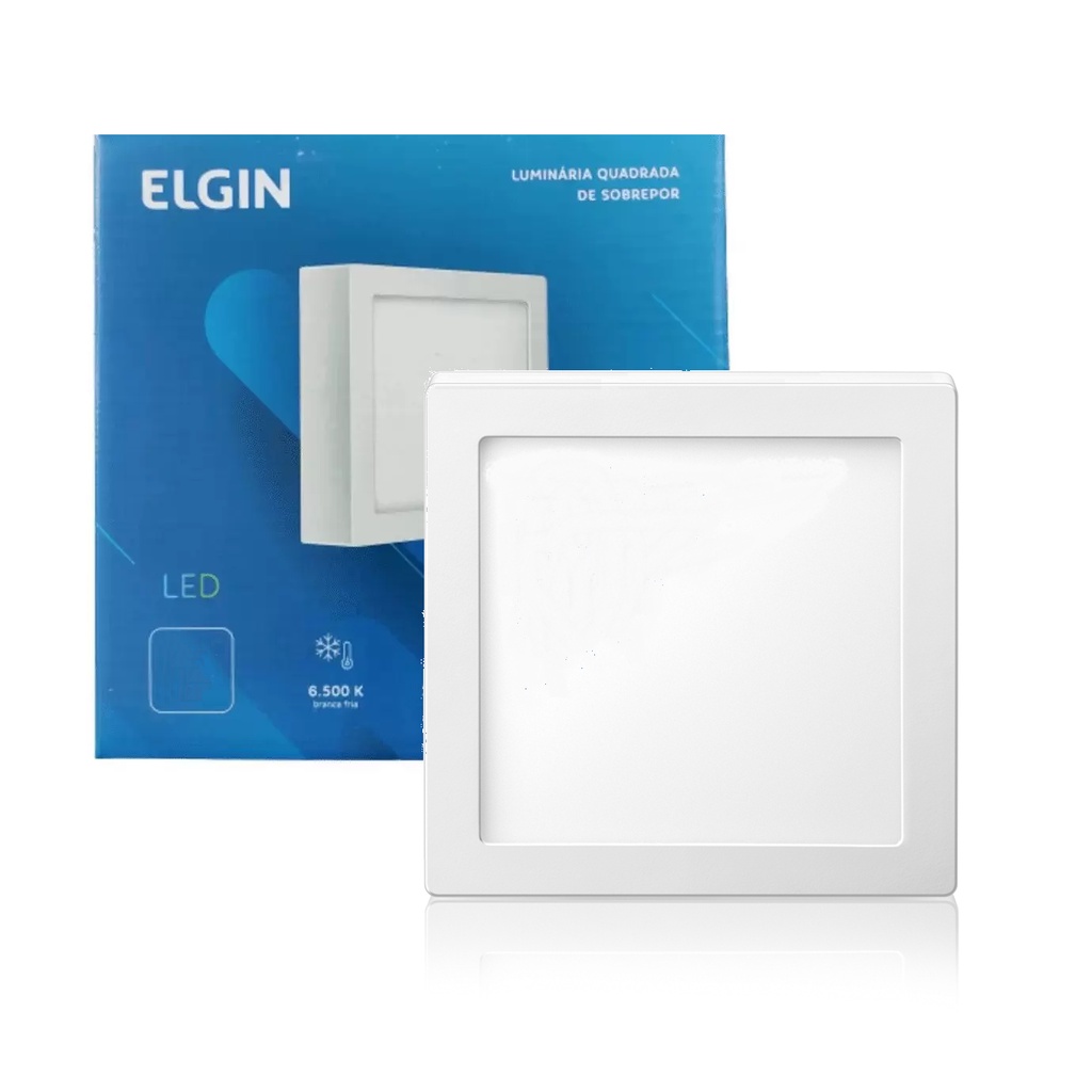 LUMINARIA LED DE SOBREPOR QUADRADO BIVOLT 18W 6500K ELGIN | Shopee Brasil