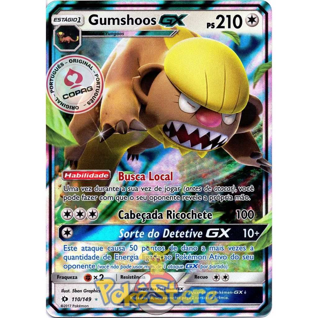 Carta Pokemon Gumshoos GX Português 110/149 Card Original Copag Pronta ...