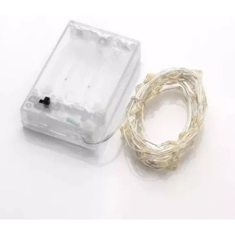 Fio Fada Cobre Prata Cordão Luz Amarela 3m 30 Leds Pilha | Shopee Brasil