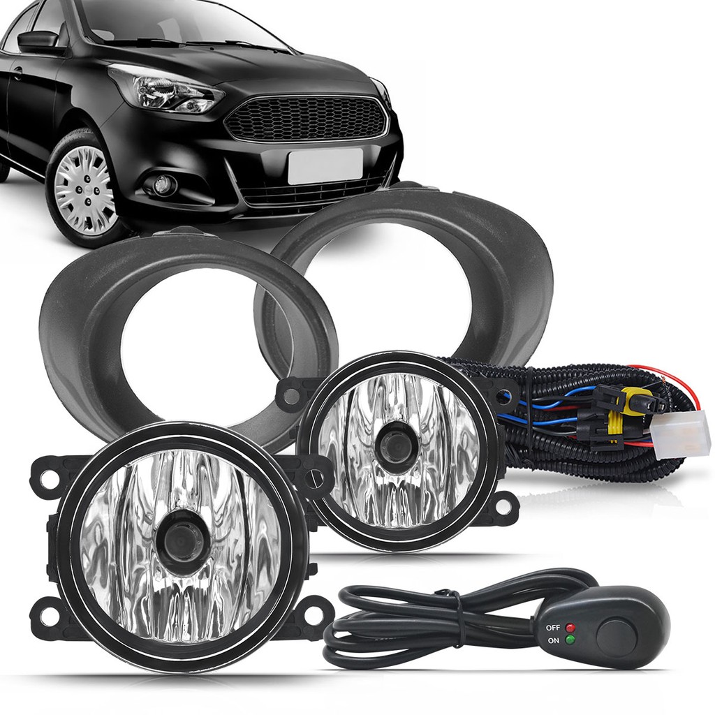 Kit farol de Milha Ford Ka 2015 2016 2017 2018 com Molduras e Botão ...