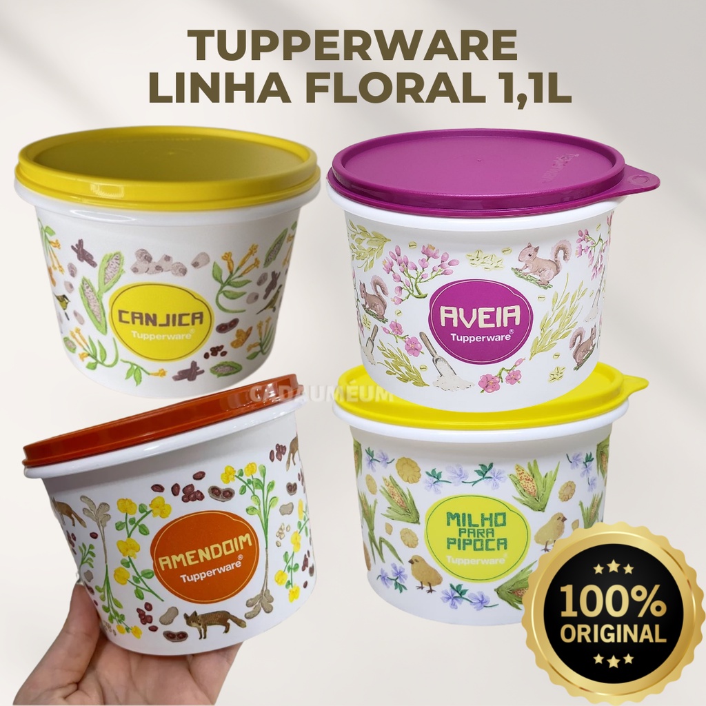 Linha Floral Tupperware 1,1L Amendoim Canjica Aveia Milho para Pipoca ...