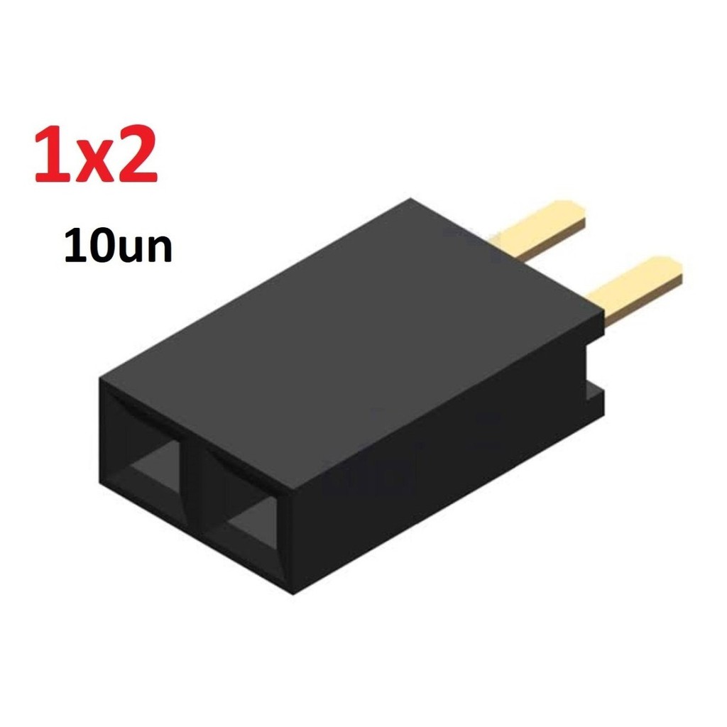 Pin Header 1x2 Fêmea 2 Pinos Passo 2,54mm - 10 Pçs Arduino | Shopee Brasil