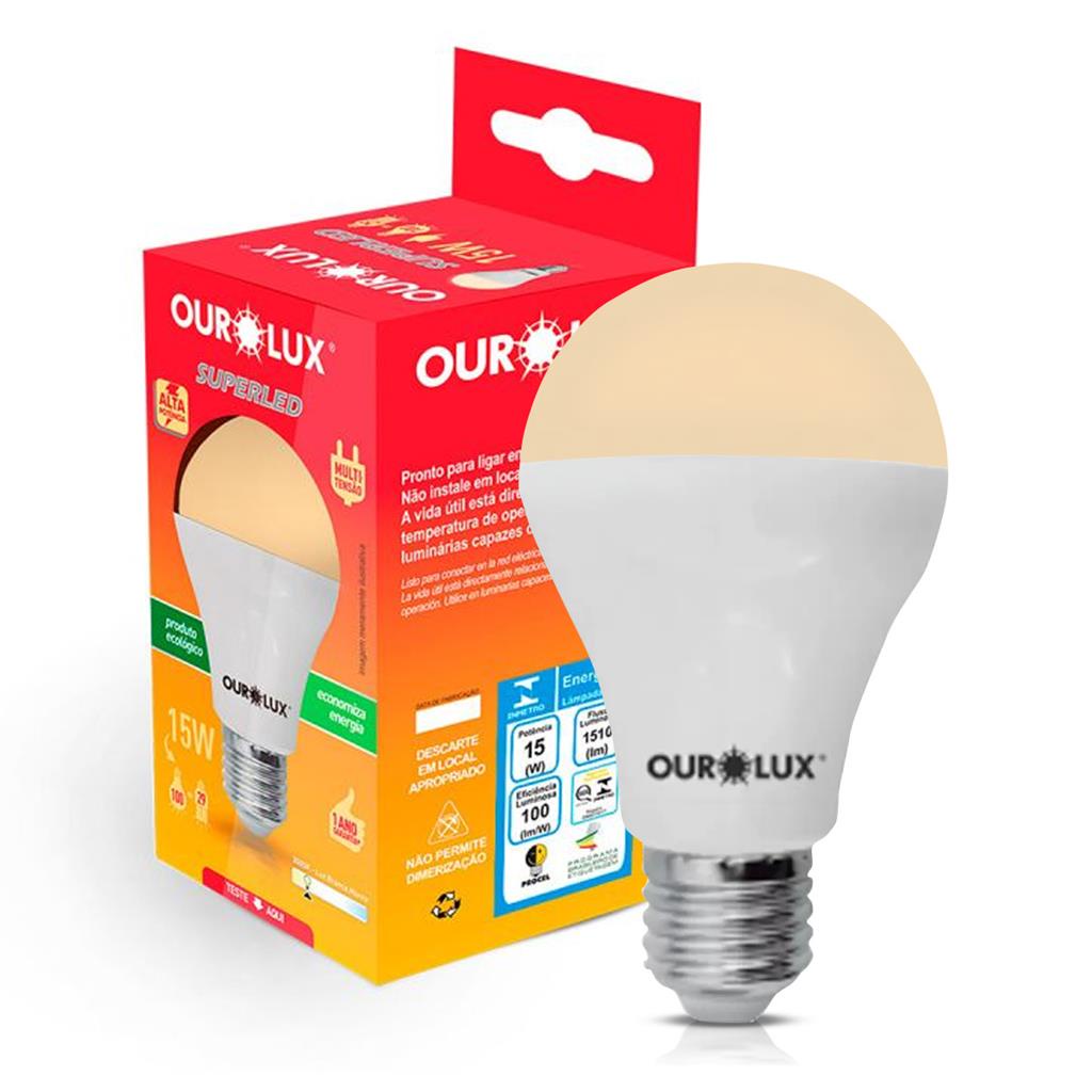 Lampada Led Bulbo Alta Potencia 15W Bivolt 3000K Luz Amarela | Shopee Brasil