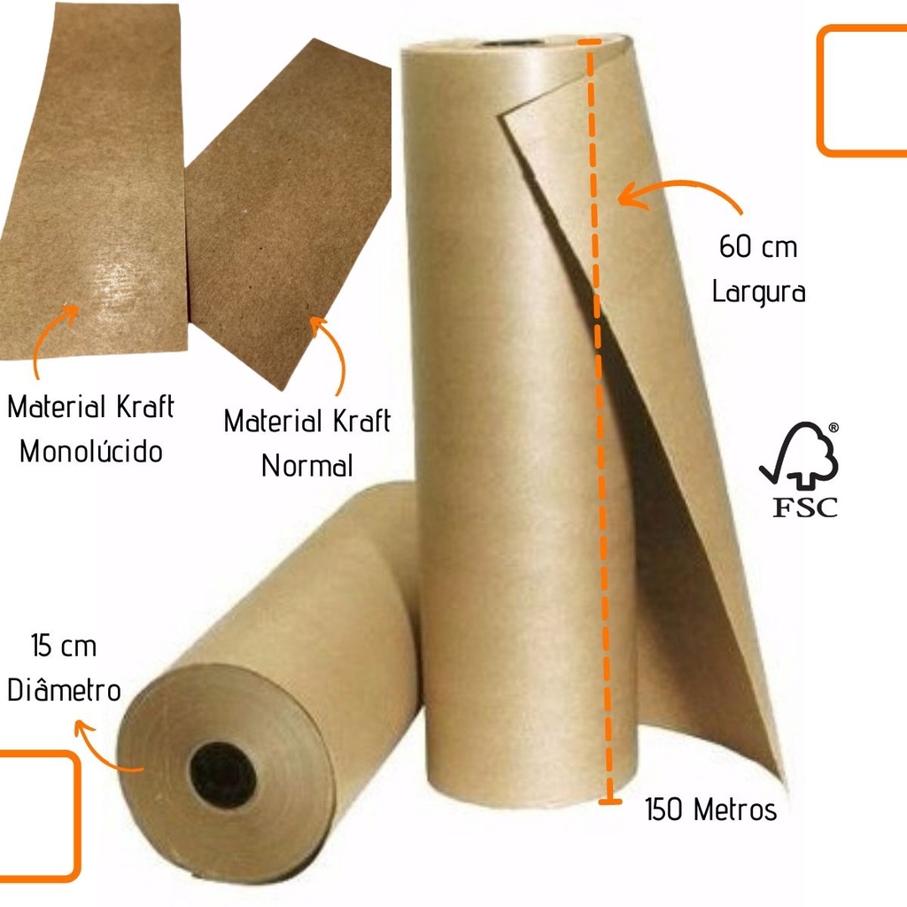 Papel pardo Kraft 80g 60cm x 10 Metros Para Envios Correios | Shopee Brasil