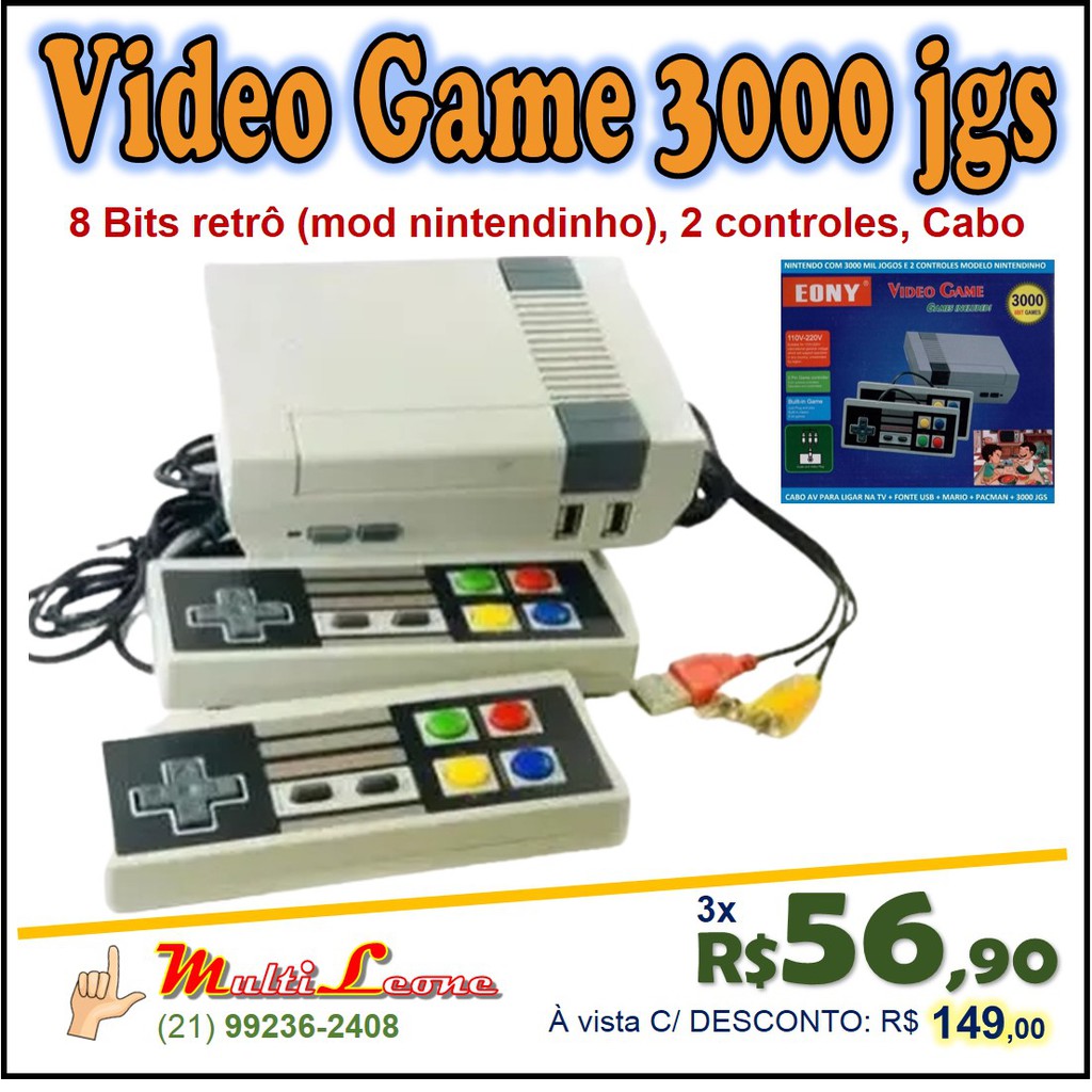 Vídeo Game EONY Classics Jogos Retrô 3000 Jogos | Shopee Brasil