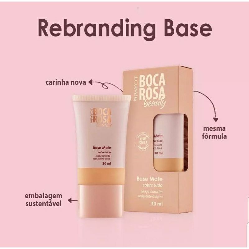 Nova Embalagem Base Matte Boca Rosa Beauty Cobre Tudo | Shopee Brasil