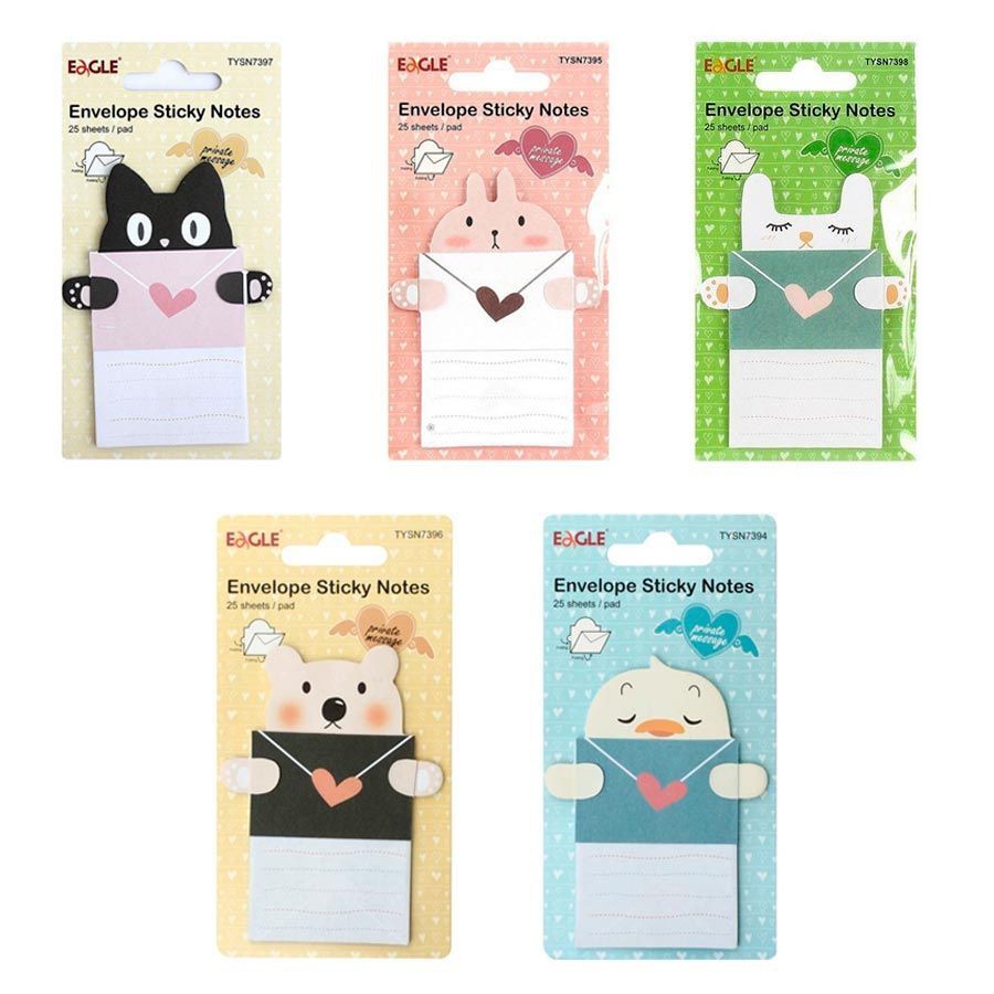 Bloco Adesivo para Recado Envelope Fofo com 25 Folhas - Eagle /WX Gift ...