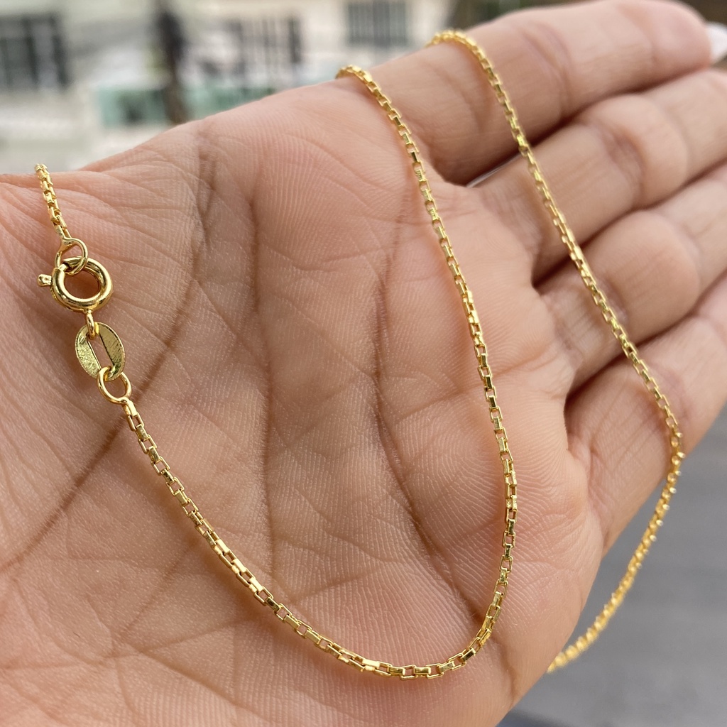 Corrente Masculina de Ouro 24K Carrier Cubinho 1mm 70cm Banhada a Ouro Cordão | Shopee Brasil