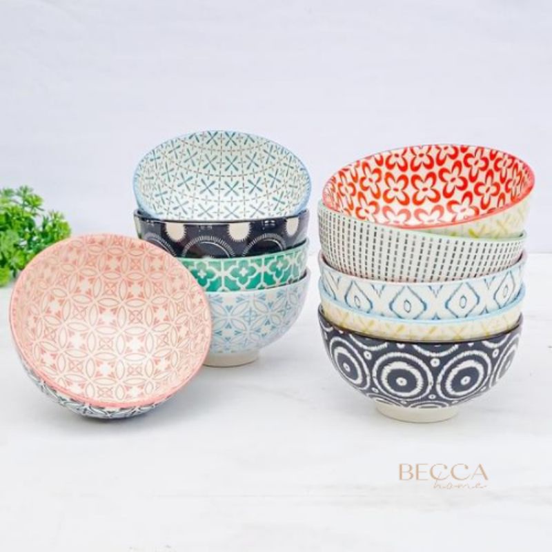 Kit 4 Tigelas Bowls Cumbucas Estampadas 300ml Cozinha Oriental | Mesa Posta | Shopee Brasil