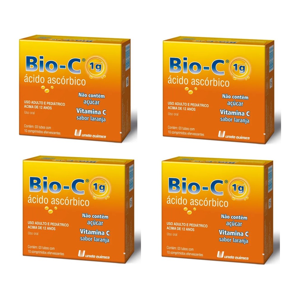 Kit 4 Bio C 1g 4x 30 Comprimidos Efervescentes - Vitamina C | Shopee Brasil