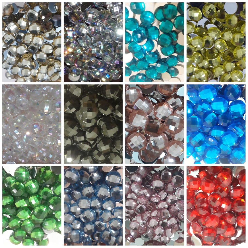 Chaton 8mm p Colagem 100 Unidades, Diversas Cores - Chaton Acrilico 8mm ...