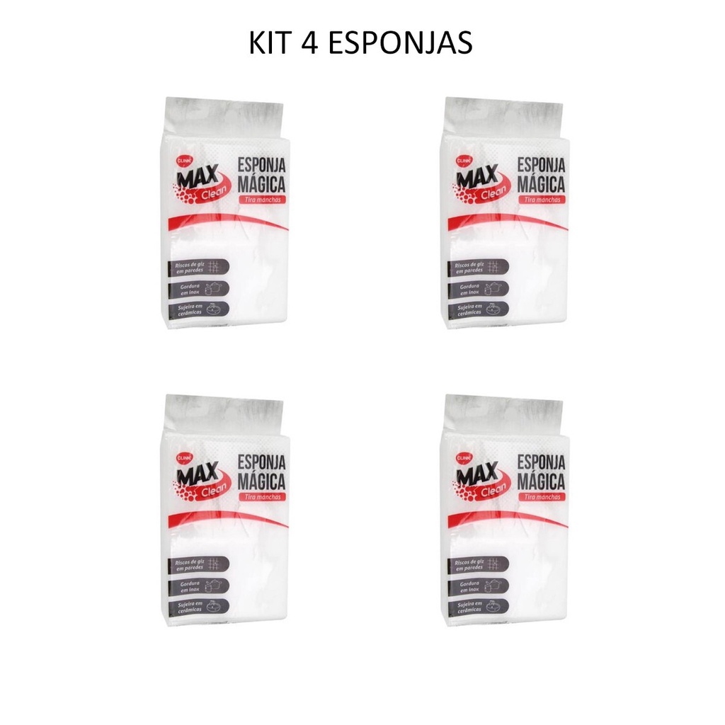 Kit 4 Esponja Mágica Bucha Branca Para Limpeza Tira Mancha Max Clean ...
