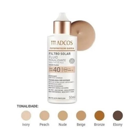 Filtro Solar Tonalizante Fps 40 Fluid 50ml Adcos - protetor solar com ...