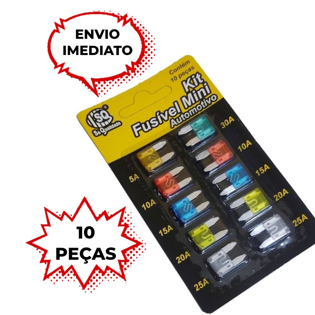 Kit Fusivel Automotivo Lamina Mini 10 Peça 5/10/15/20/25/30a | Shopee ...