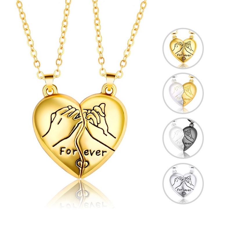 2Pcs Colar De Casal Magnético De Gancho Cardioide Para Amantes Gótico ...