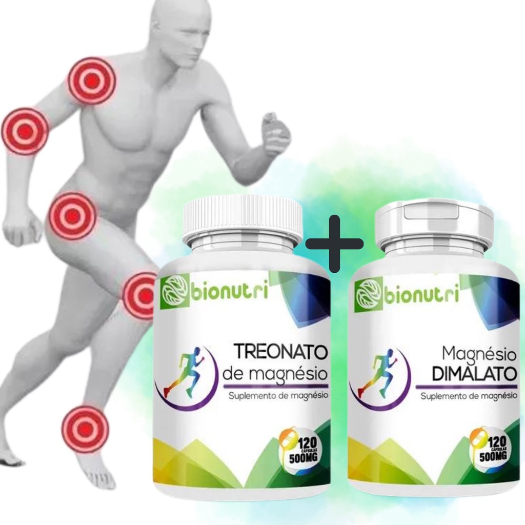 Kit Magnesio Dimalato mais Treonato de Magnesio 500mg 120caps por pote | Shopee Brasil