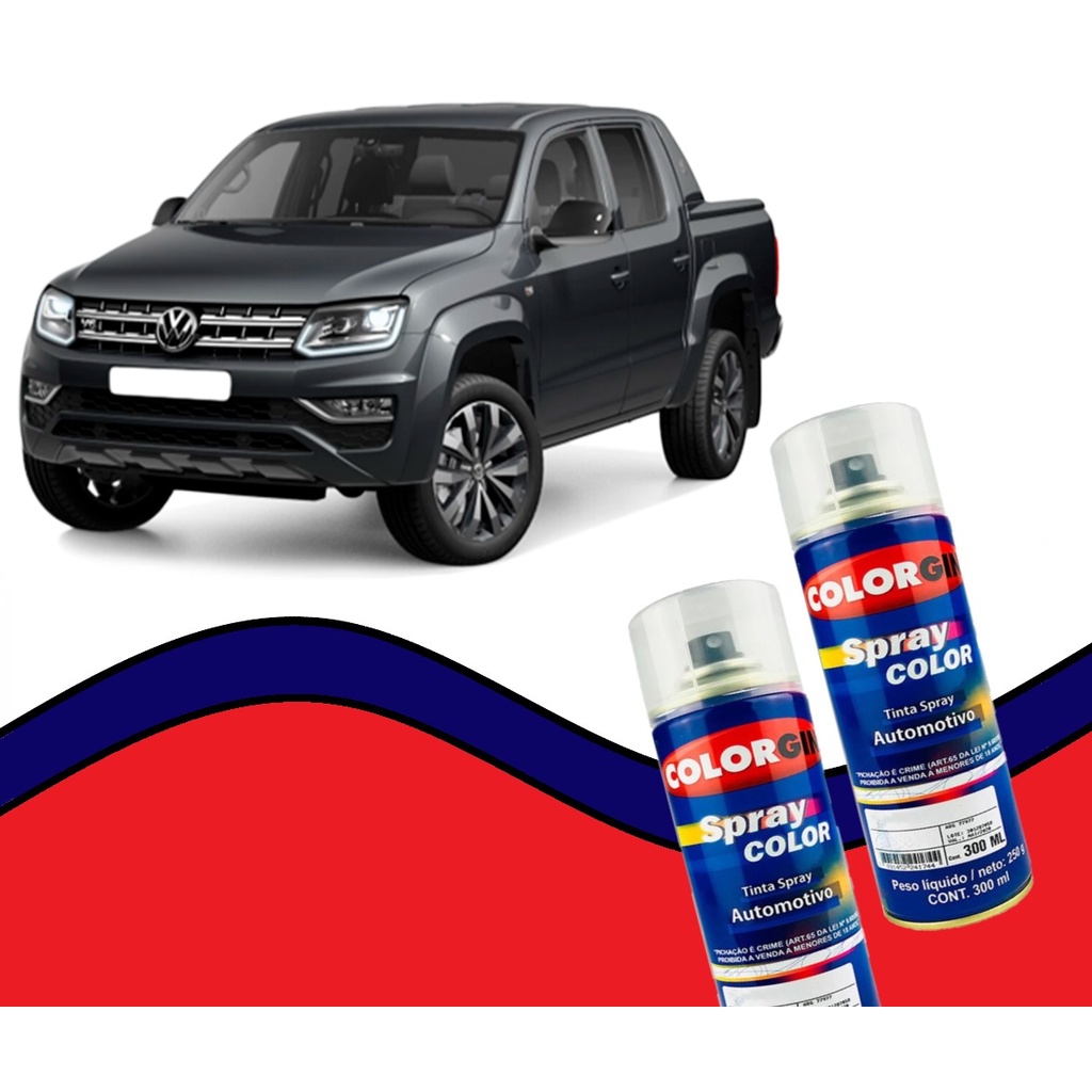 Kit Tinta Automotiva Spray reparos de pintura Cinza Indium VW 300ml ...