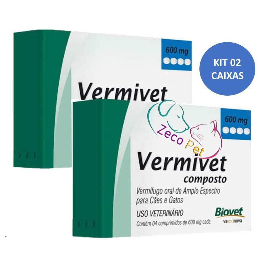 KIT 2 - Vermivet para Verme De Cachorro E Gatos remédio | Shopee Brasil