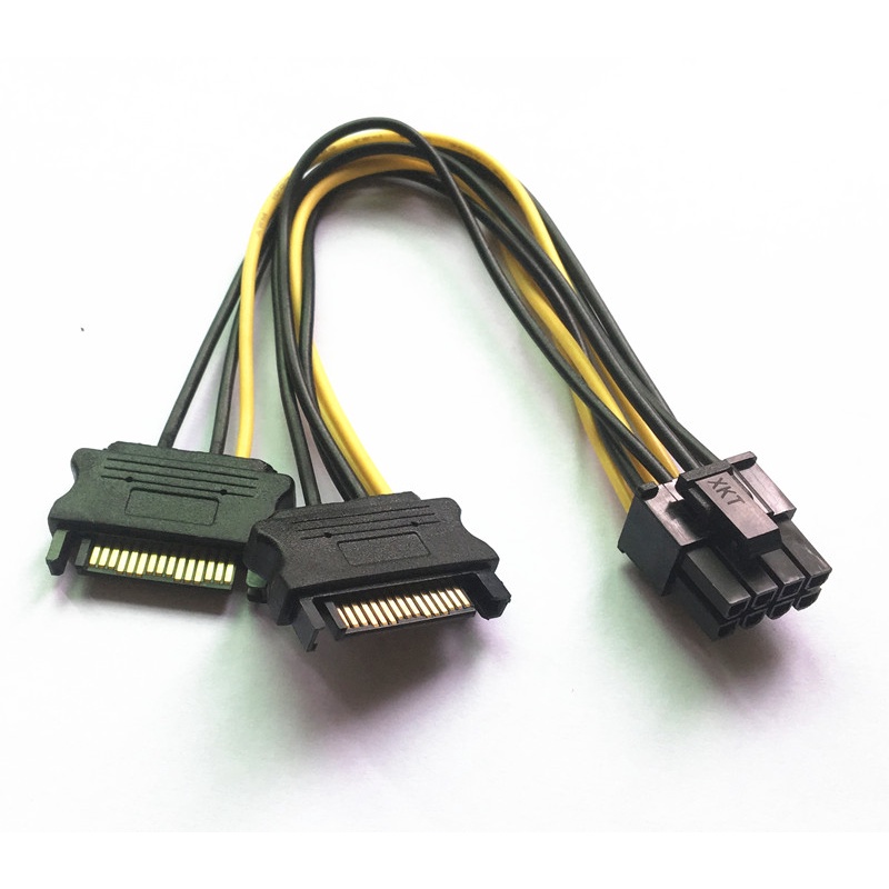 Cabo Adaptador Placa de Vídeo Vga Pciex 8 Pinos Macho / 2x Sata Macho ...