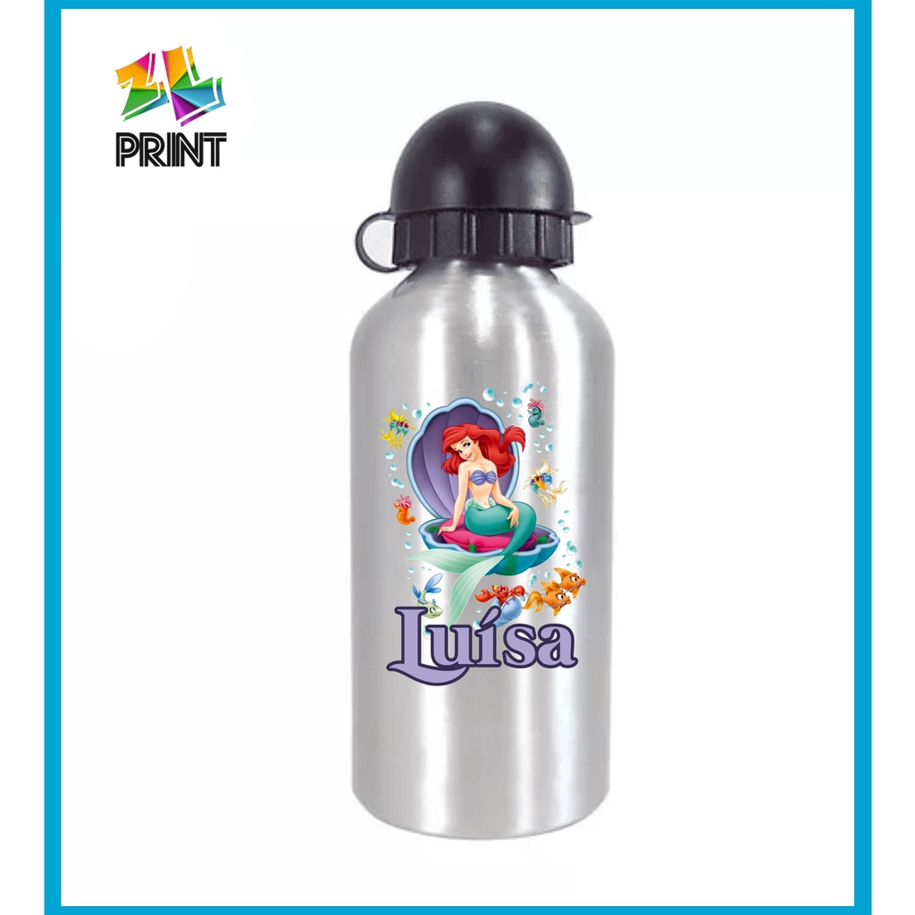 Squeeze Alumínio PEQUENA SEREIA ARIEL Personalizado com NOME ...