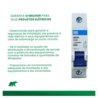 Disjuntor MONOPOLAR DIN Weg 10A a 63A Curva C Unipolar | Shopee Brasil